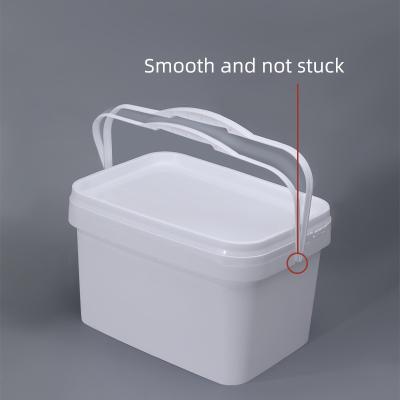 China PP Plastic Bucket 1L to 5L White Square Heavy Duty with Lid and Handles for sale