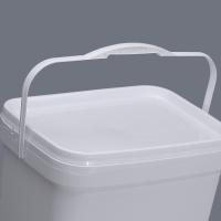 China PP Plastic Bucket 1L to 5L White Square Heavy Duty with Lid and Handles for sale