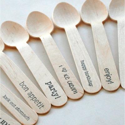 China Eco-Friendly Biodegradable Wooden Spoon 15.8cm Disposable Tableware Custom Logo for sale