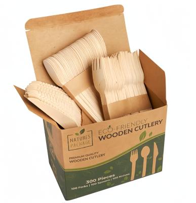 China Customized Natural Birch Wood Disposable Spoon Fork Knife Set 15.8cm Biodegradable Party Cutlery for sale