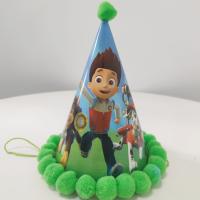 China Custom Paper Birthday Crown Hat with Pompoms for Adult Child Baby Party Decoration 19cm for sale