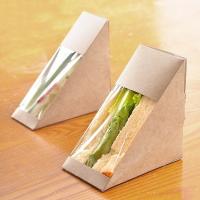 China Food Grade Kraft Sandwich Paper Box with Window Custom Size for Takeaway Packaging for sale