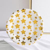 China Disposable Gold Paper Plates 9 Inch 7 Inch for Halloween Party Eco-Friendly Biodegradable Custom for sale