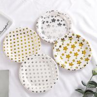 China Disposable Gold Paper Plates 9 Inch 7 Inch for Halloween Party Eco-Friendly Biodegradable Custom for sale