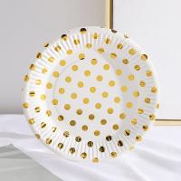 China Disposable Gold Paper Plates 9 Inch 7 Inch for Halloween Party Eco-Friendly Biodegradable Custom for sale