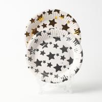 China Disposable Gold Paper Plates 9 Inch 7 Inch for Halloween Party Eco-Friendly Biodegradable Custom for sale