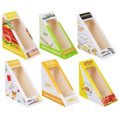 China OEM Triangular Transparent Window Kraft Paper Sandwich Box 3-5 Days Sample Custom Size for sale