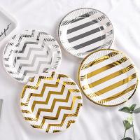 China Black Golden Disposable Tableware Set 9 Inch Paper Plates Napkin Cup Party Supplies for sale