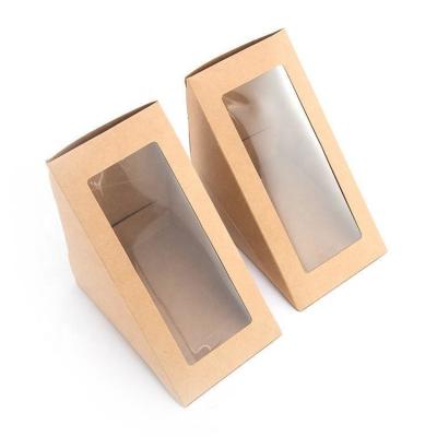 China 10000g Kraft Paper Triangle Sandwich Box for Hamburger Bakery Bread Food Grade Custom for sale