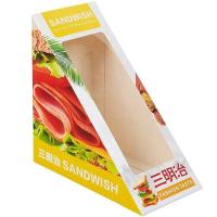 China 10000g Kraft Paper Triangle Sandwich Box for Hamburger Bakery Bread Food Grade Custom for sale