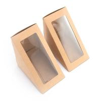 China US Custom Triangular Shape Kraft Paper Sandwich Food Packaging Container Box Without Lid for sale