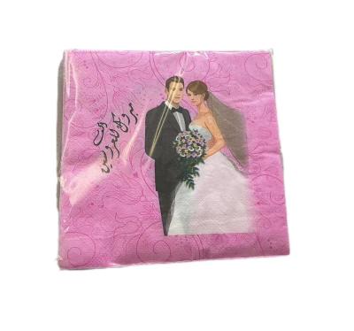 China Custom Floral Print Disposable Salmon Color Decoupage Paper Napkins 20 Sheets for sale