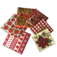 China Custom Printed 2ply 3ply Paper Napkins for Wedding Party in Blue Red Yellow Green Grid for sale