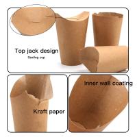 China Custom Logo Eco Friendly Kraft Paper Food Container Disposable French Fry Cup 500ml for sale