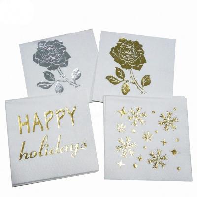 China Custom 25x25cm Printed Paper Napkins for Wedding Party Eco-Friendly Serviettes for sale