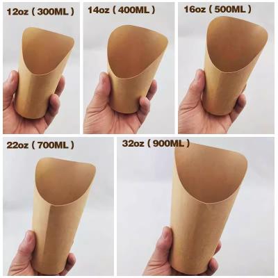 China 10x10x8cm Kraft Paper French Fries Holder Disposable Food Grade Charcuterie Cups Eco Friendly for sale