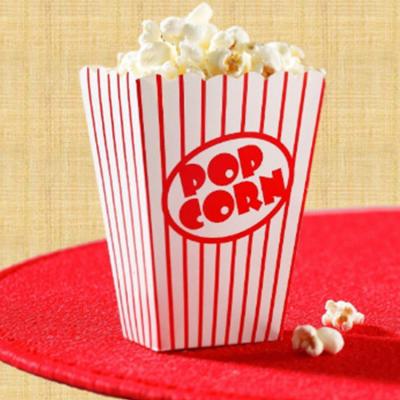 China Kraft Paper Popcorn Box Red White Striped 32 oz Disposable Eco Friendly Bulk for Movie Night for sale
