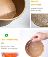 China Biodegradable Bamboo Wood Bicolor Salad Bowl 500ml Eco Friendly Disposable Kraft Paper Bowl for sale
