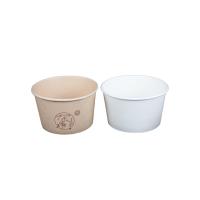 China Biodegradable Bamboo Wood Bicolor Salad Bowl 500ml Eco Friendly Disposable Kraft Paper Bowl for sale