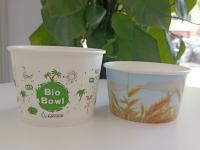 China 400-1800ml Round Paper Container Without PE Coated Bamboo Wood Material Plastic Free for sale