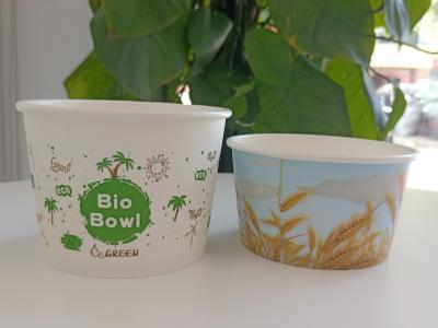 China 400-1800ml Round Paper Container Without PE Coated Bamboo Wood Material Plastic Free for sale