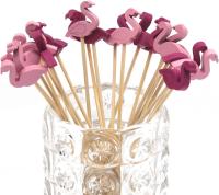 China Straight Style Disposable Cartoon Pattern Bamboo Fruit Forks for Party Decoration for sale