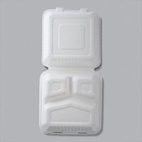 China Eco-Friendly Take Out Food Container with 3 Compartments Made from Sugarcane Pulp for sale