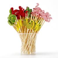 China Style Straight Bamboo Fruit Fork BBQ Bamboo Long Flat Skewer Bamboo Kebab Fruit Stick for sale