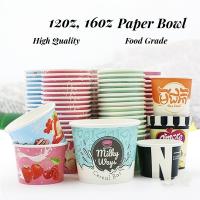 China 12oz 16oz Eco Friendly Logo Printed Ice Cream Paper Cup Stocked Bowl for sale