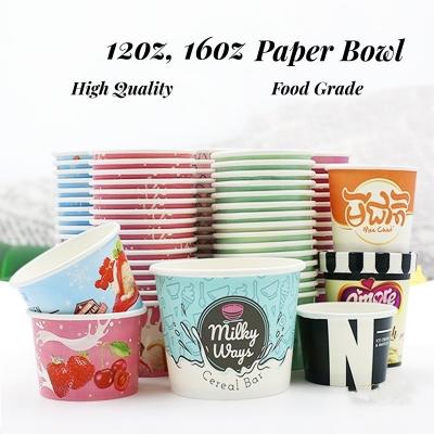 China 12oz 16oz Eco Friendly Logo Printed Ice Cream Paper Cup Stocked Bowl for sale