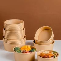 China 1100ml Kraft Paper Bowl 165x145x65mm for Salad Noodles Hot Soup Disposable Eco Friendly for sale