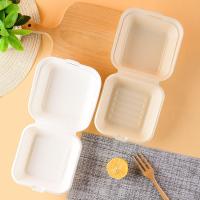 China Eco Friendly Sugarcane Bagasse Burger Box 155mm x 152mm x 78mm Biodegradable Food Container for sale