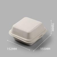 China Eco Friendly Sugarcane Bagasse Burger Box 155mm x 152mm x 78mm Biodegradable Food Container for sale