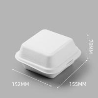 China Eco Friendly Sugarcane Bagasse Burger Box 155mm x 152mm x 78mm Biodegradable Food Container for sale