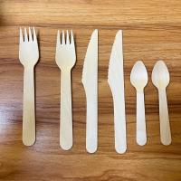 China Disposable Wooden Spoon Fork Knife Set 15.8cm Eco-Friendly Biodegradable Cutlery for Fast Food for sale