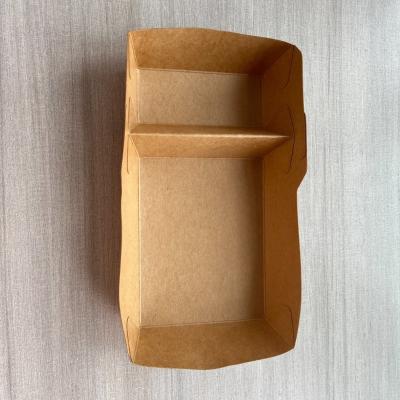China Custom Disposable Kraft Paper Lunch Box Eco Friendly Takeaway Food Packaging 500ml for sale