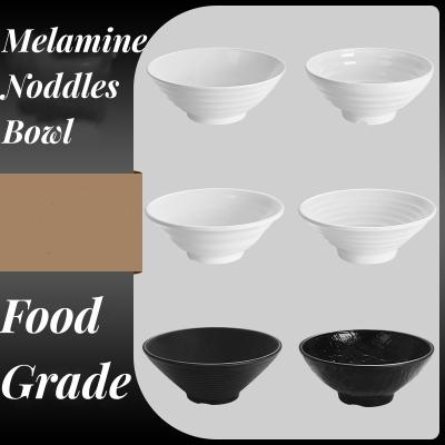 China Melamine Noodle Bowl 300-700ml White Black Custom Logo for Restaurant Home Banquet for sale