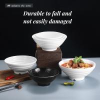China Melamine Noodle Bowl 300-700ml White Black Custom Logo for Restaurant Home Banquet for sale