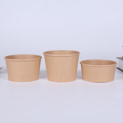 China Customized Disposable Kraft Paper Salad Bowl 12oz Eco-Friendly Biodegradable Take Away for sale