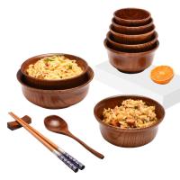 China Eco Friendly Reusable Wooden Bowl 10000 MOQ for Salad Noodle Soup Food Grade Natural for sale