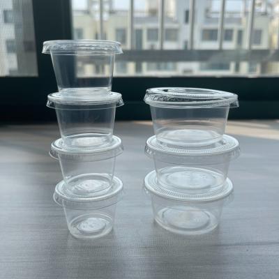 China Disposable PP Plastic Sauce Cups 0.75-5.5oz Take Away Containers Round White Transparent for sale