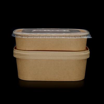 China Customized Eco-Friendly Disposable Kraft Paper Lunch Box 500ml-1000ml Food Container for sale