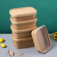 China Customized Eco-Friendly Disposable Kraft Paper Lunch Box 500ml-1000ml Food Container for sale