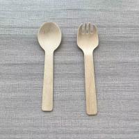 China Disposable Wooden Cutlery Set Knife Spoon 15.8cm Eco Friendly Biodegradable Custom Logo for sale