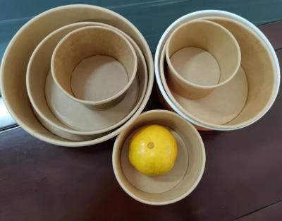 China Customized Request Various Size Disposable Take Away Kraft Paper Salad Bowl with Lid for sale