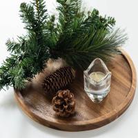 China Natural Wood Steak Plate 30cm Cutting Board Slate Baking Serving Tray Biodegradable for sale