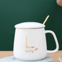 China Ceramic Mug Warmer Coaster Automatic Heating 400ml 55 Degree Thermostat Cup with Lid for sale