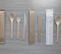 China Eco-Friendly Disposable Wooden Cutlery Set 15.8cm for Camping Biodegradable Natural Color for sale