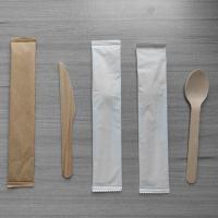 China Eco-Friendly Disposable Wooden Cutlery Set 15.8cm for Camping Biodegradable Natural Color for sale