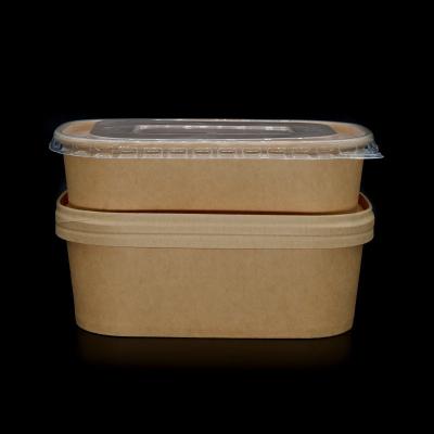 China Biodegradable 650ml Kraft Paper Takeaway Food Box Custom Logo Eco Friendly Disposable for sale